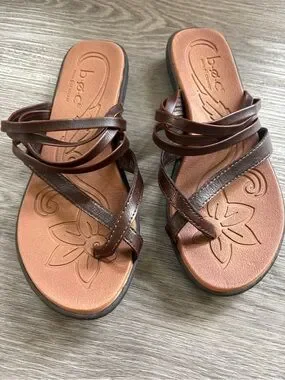 b.o.c. | Shoes | Boc Dark Brown Multistrap Slide Sandals For Women ...